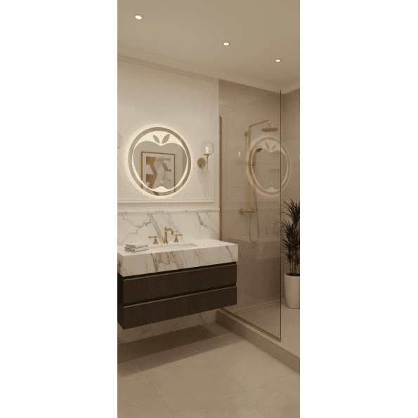 Apple Shape LED Mirror for Bathroom with Backlit Glow